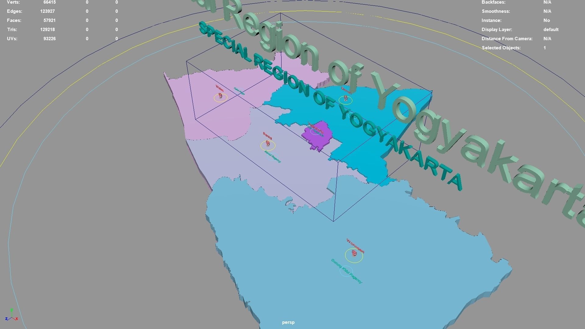 Special Region of Yogyakarta Java Indonesia map region 3D model rigged ...