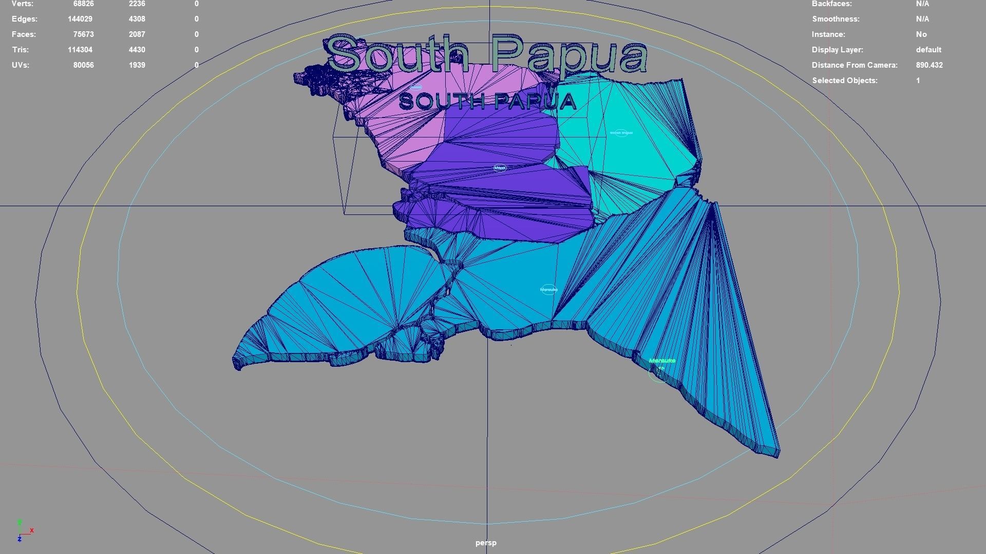 South Papua Western New Guinea Indonesia map region geography 3D model ...