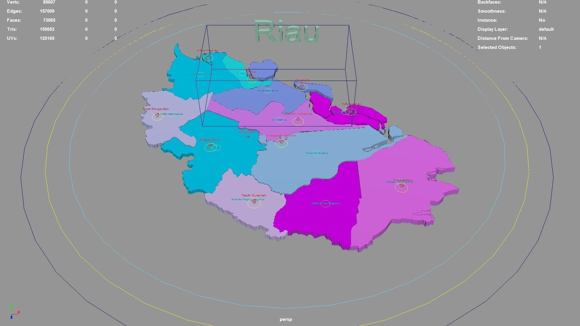 Riau Sumatra Indonesia map region geography political 3D model rigged ...