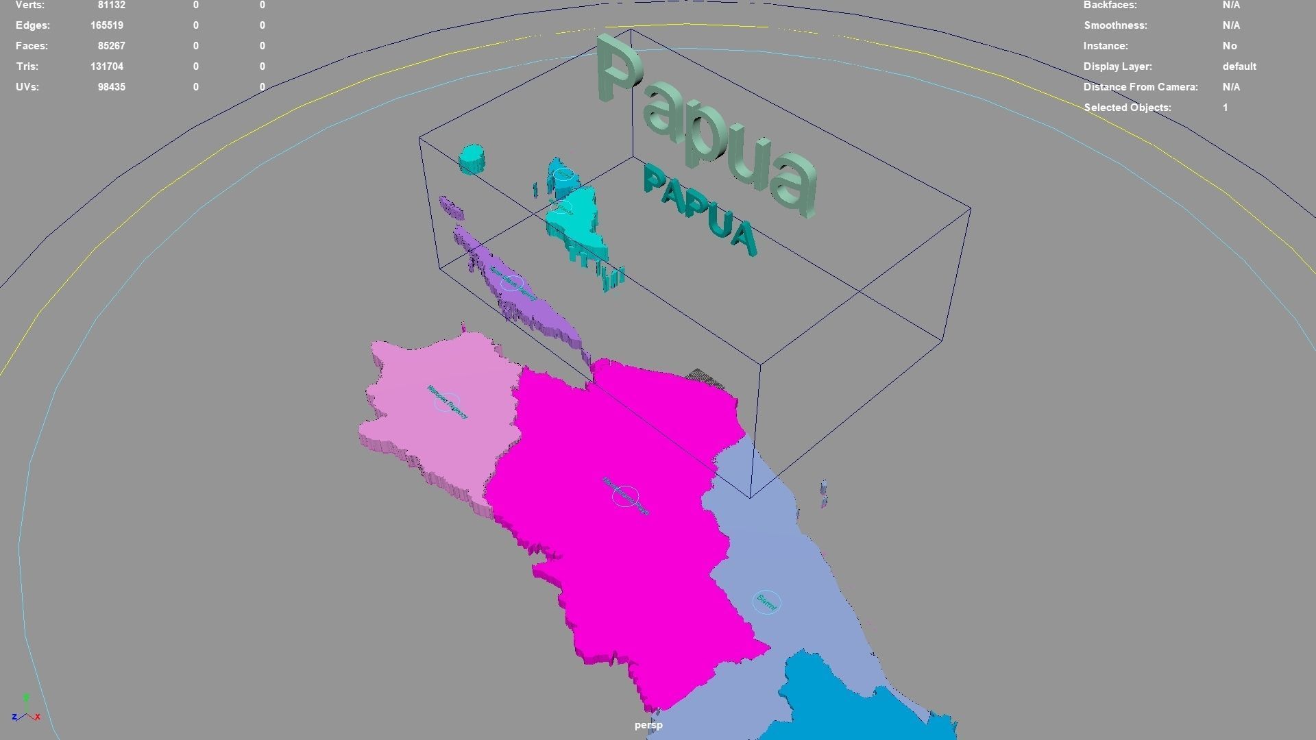 Papua Western New Guinea Indonesia map region geography 3D model rigged ...
