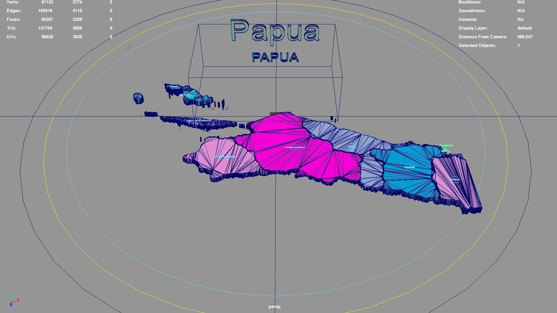 Papua Western New Guinea Indonesia map region geography 3D model rigged ...