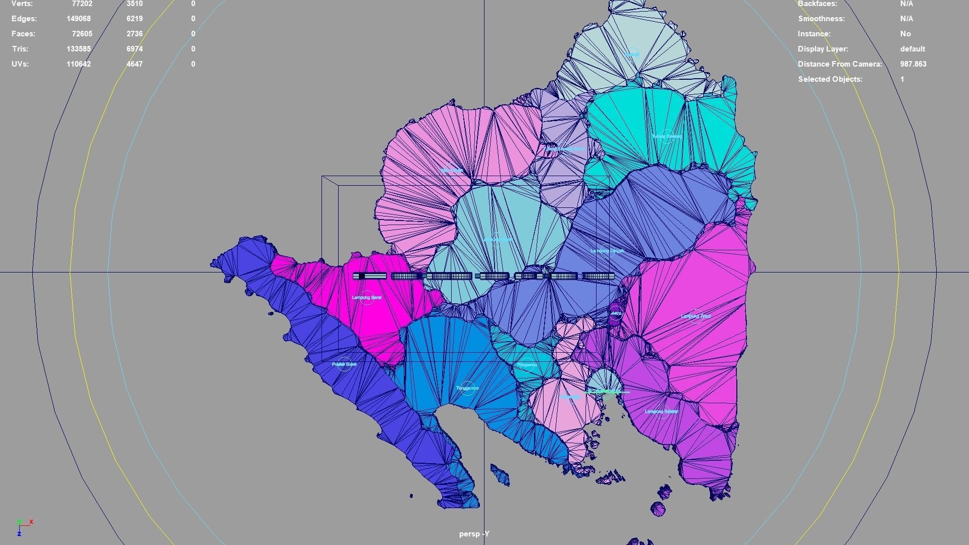 Lampung Sumatra Indonesia map region geography political 3D model ...