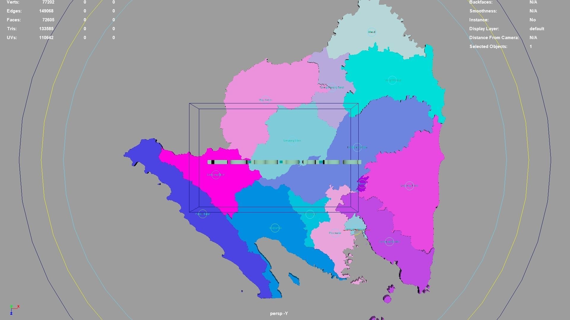 Lampung Sumatra Indonesia map region geography political 3D model ...