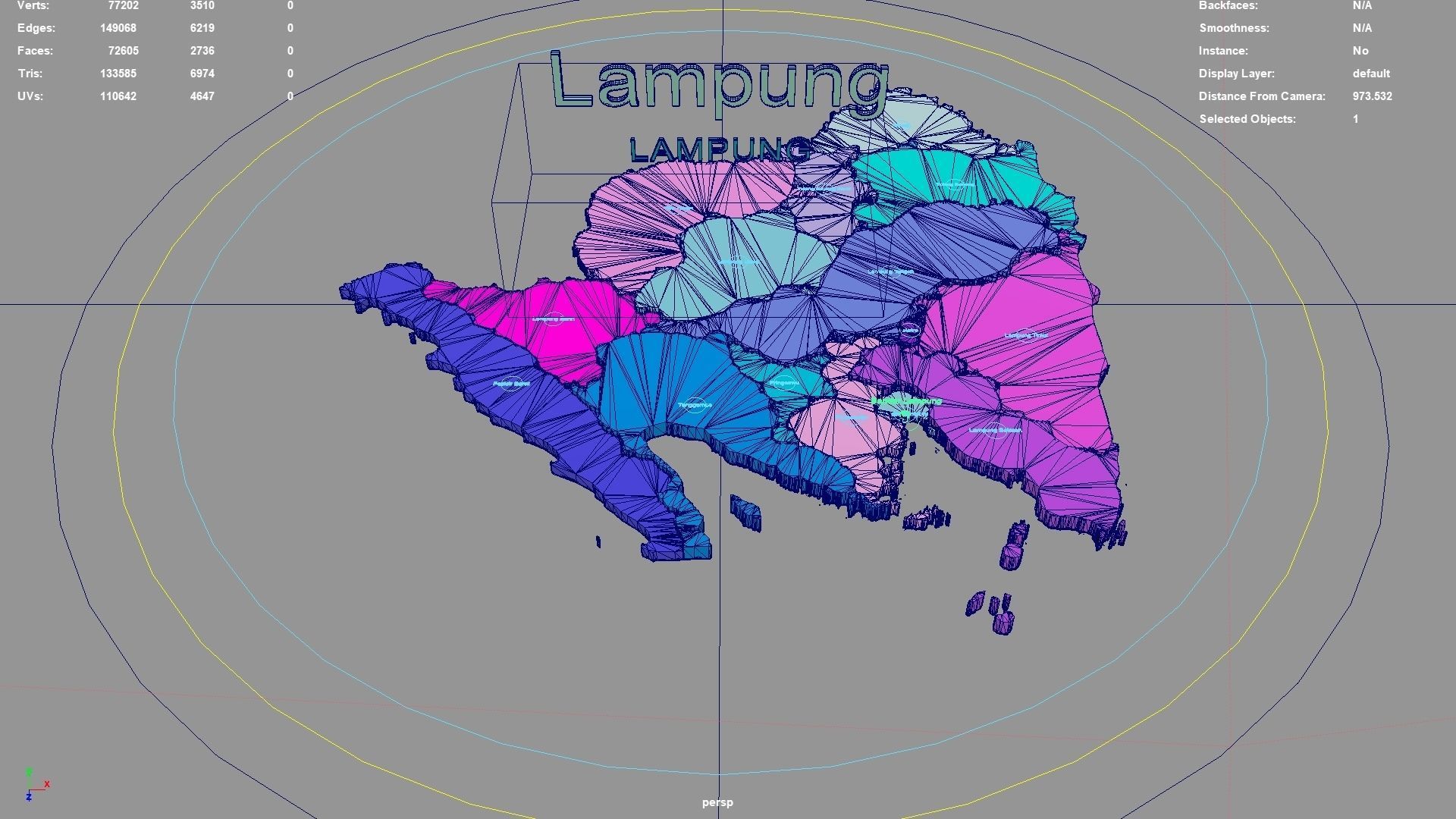 Lampung Sumatra Indonesia map region geography political 3D model ...