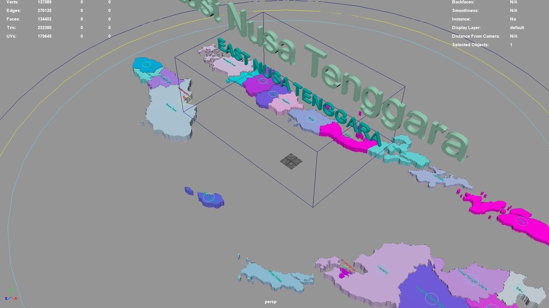 East Nusa Tenggara Lesser Sunda Islands Indonesia map region 3D model ...