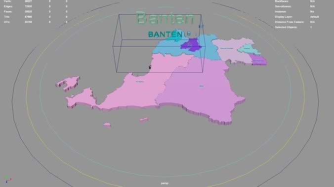 Banten Java Indonesia map region geography political 3D model rigged ...
