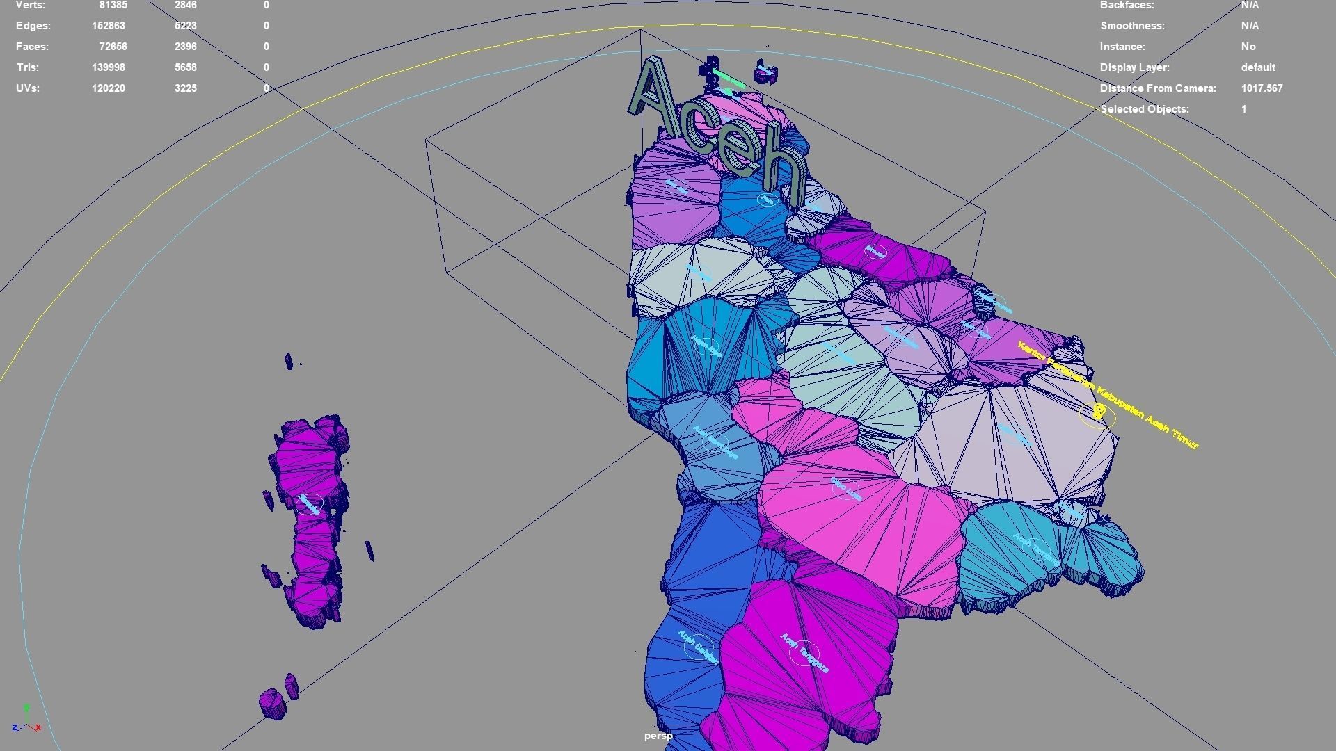 Aceh Sumatra Indonesia map region geography political 3D model rigged ...