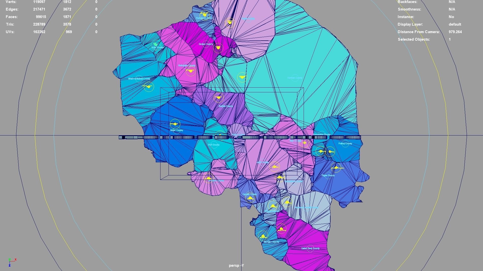 Kerman Province Iran map region geography political geographic 3D model ...