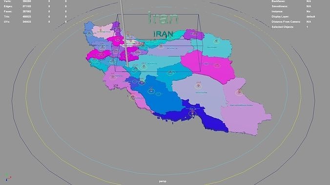 Iran map region geography political geographic administrative 3D model ...
