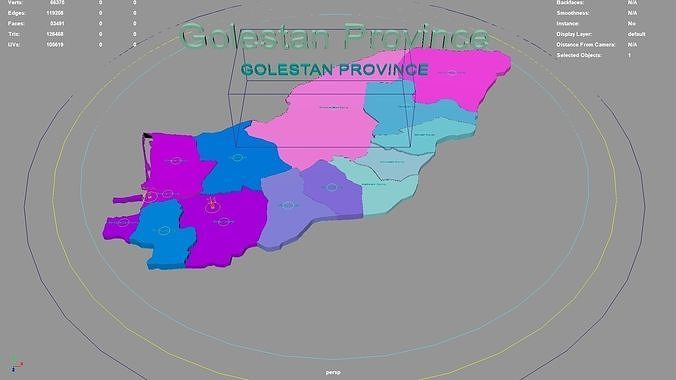 Golestan Province Iran map region geography political 3D model rigged ...