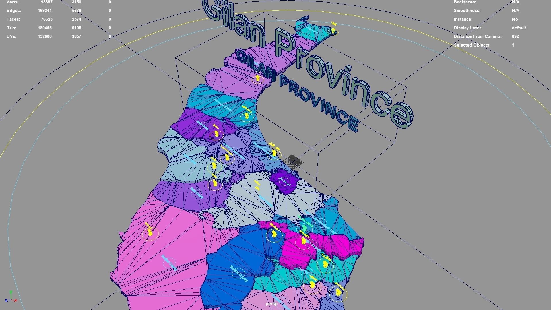 Gilan Province Iran map region geography political geographic 3D model ...