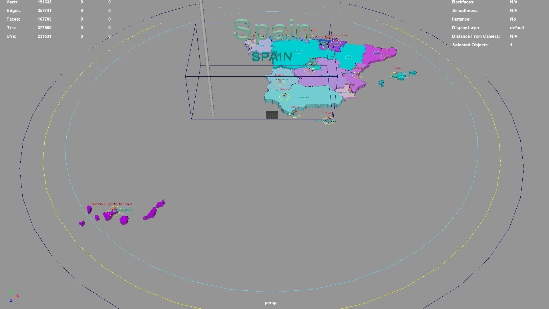 Spain map region geography political geographic administrative 3D model ...