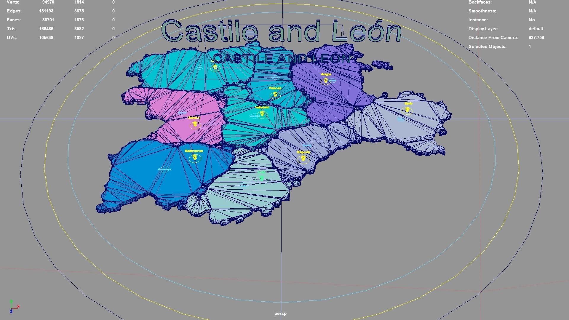 Castile and Leon Spain map region geography political 3D model rigged ...