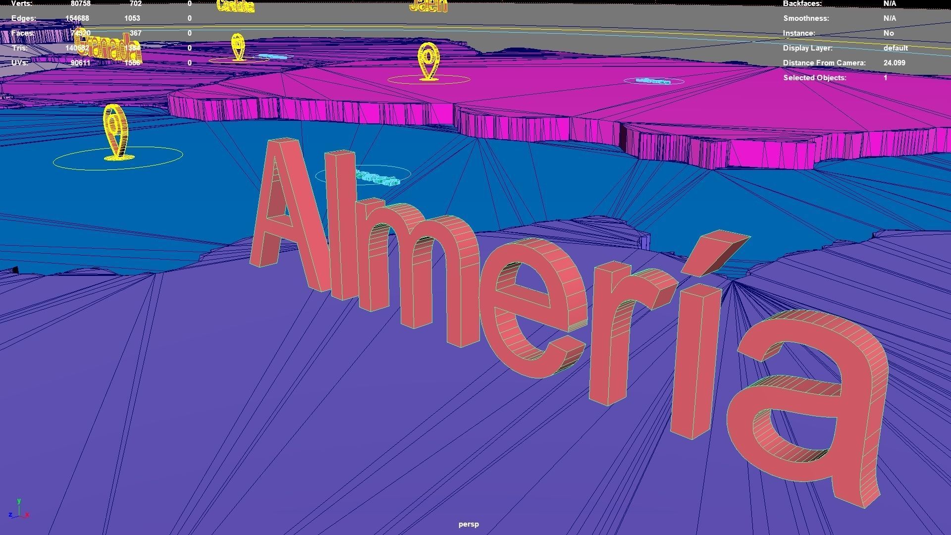Andalusia Spain map region geography political geographic 3D model ...