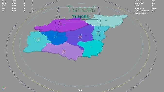 Tunceli Eastern Anatolia Region Turkey map region geography 3D model ...