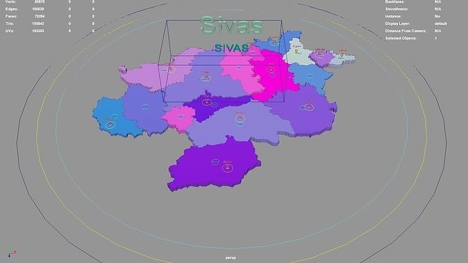 Sivas Central Anatolia Region Turkey map region geography 3D model ...