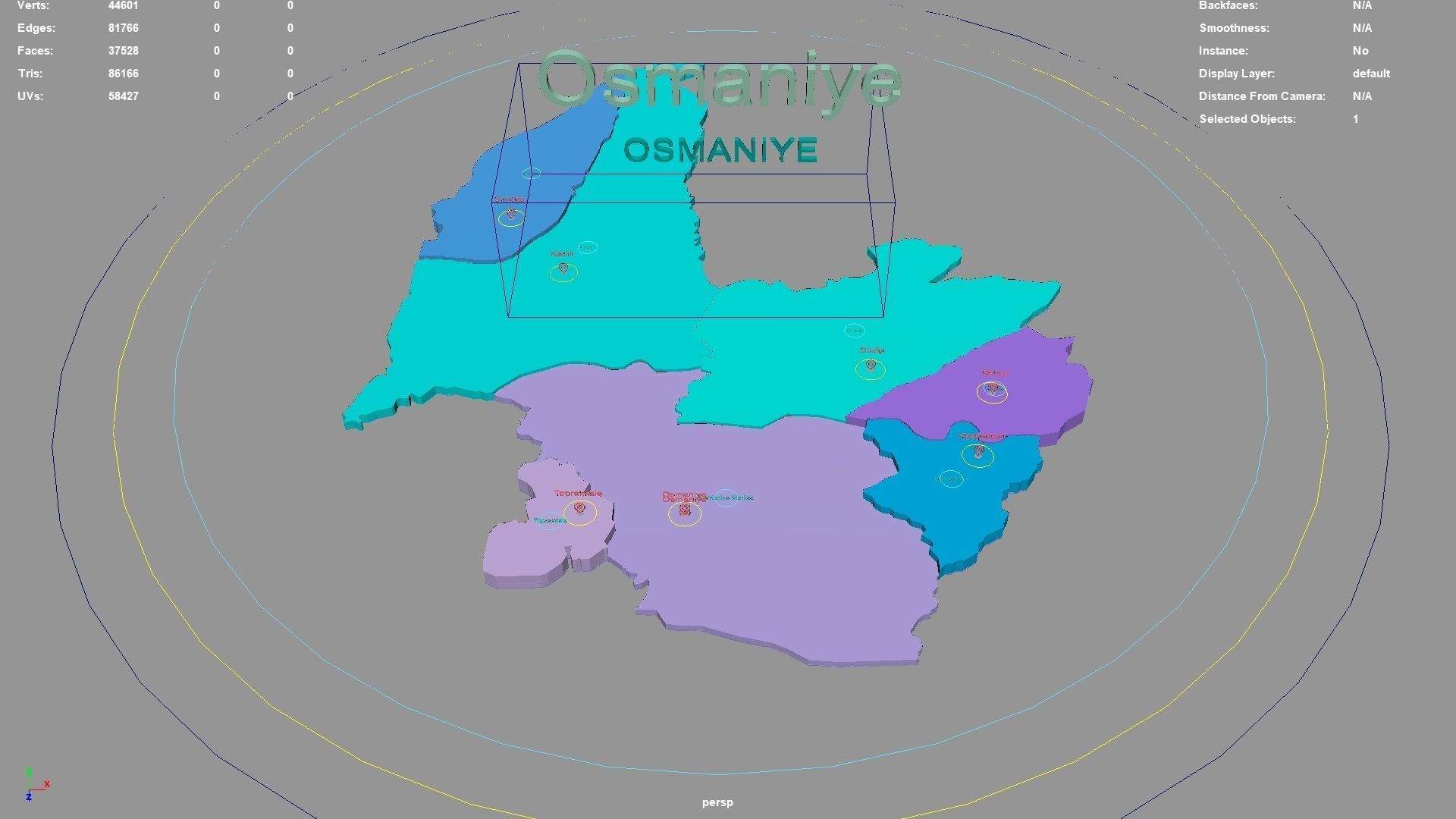 Osmaniye Mediterranean Region Turkey map region geography 3D model ...