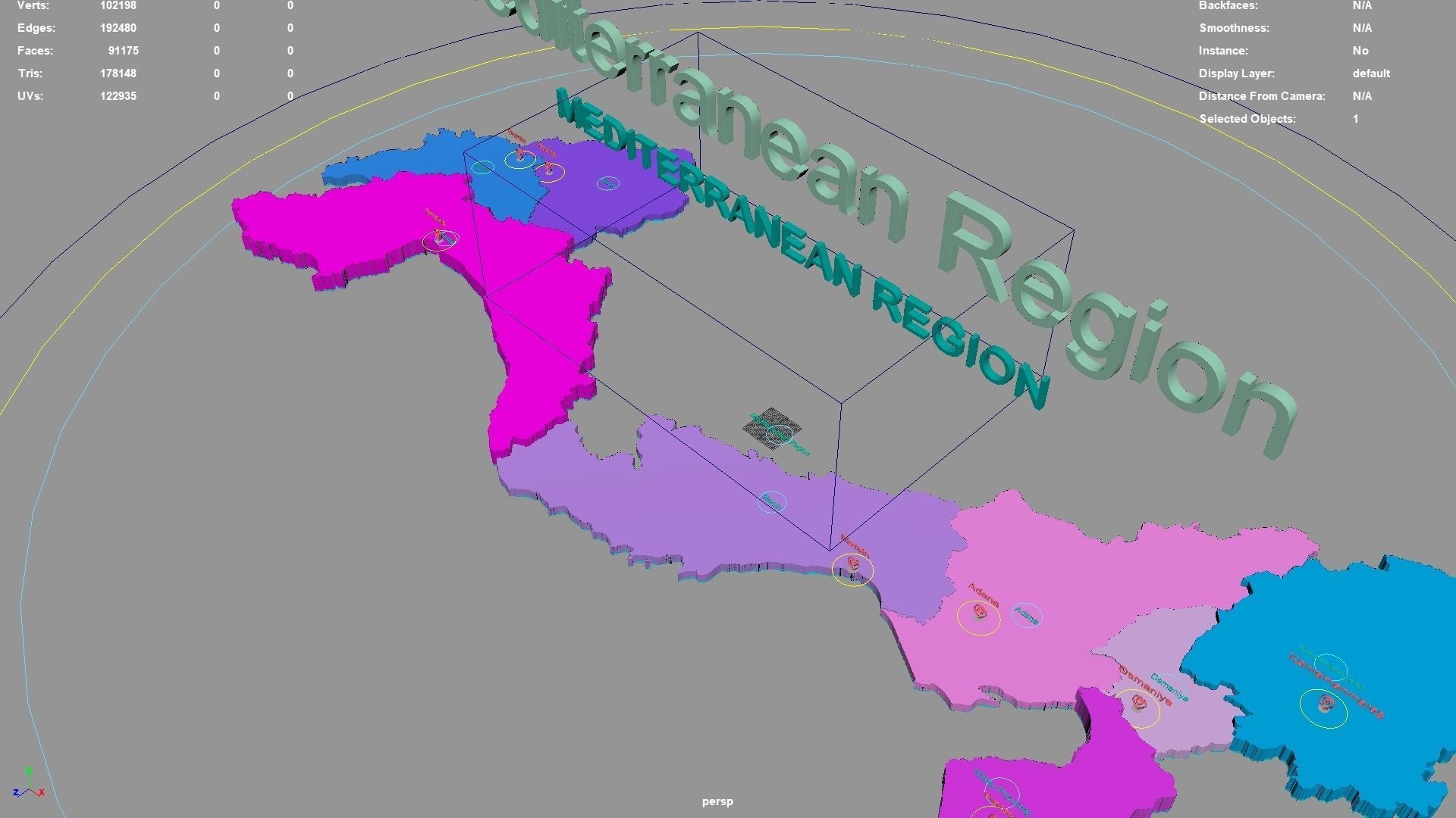 labelled map of mediterranean region
