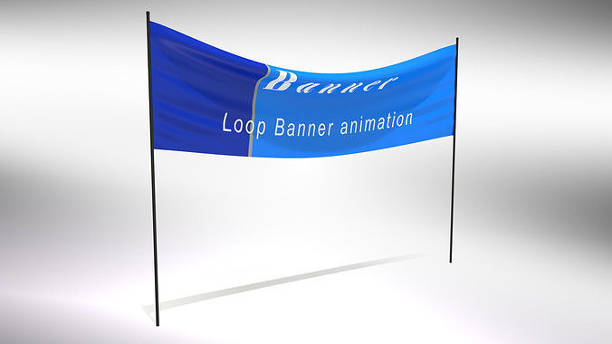 3D model Banner Poles- Animated Demonstration banner VR / AR / low-poly ...