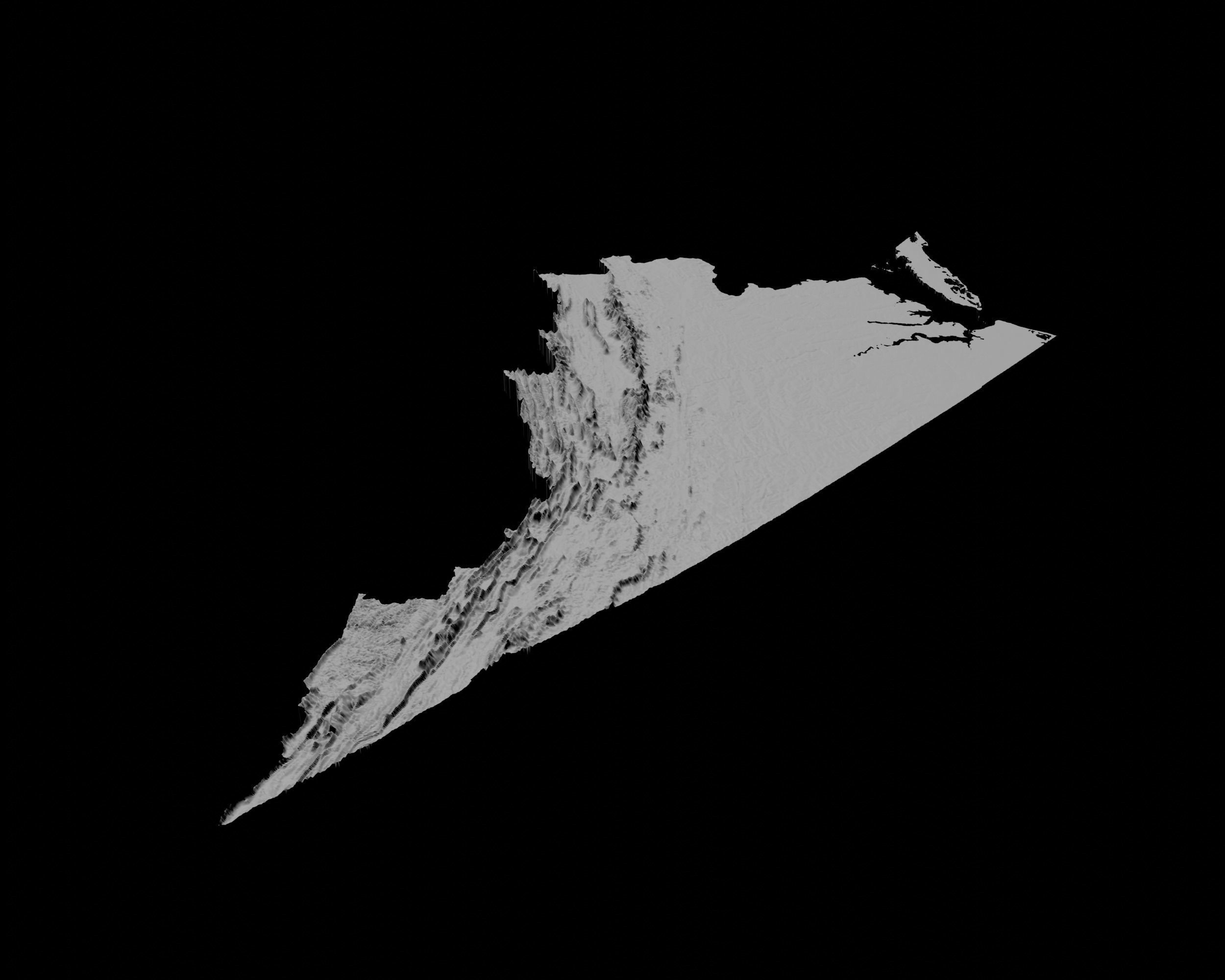 3D Topographical Map of Virginia 3D model 3D printable | CGTrader