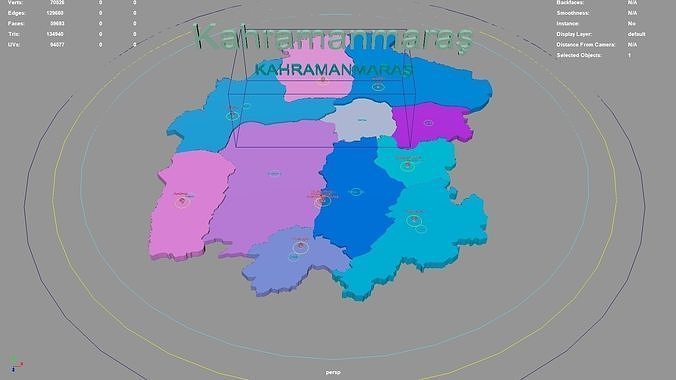 Kahramanmaras Mediterranean Region Turkey map region geography 3D model ...