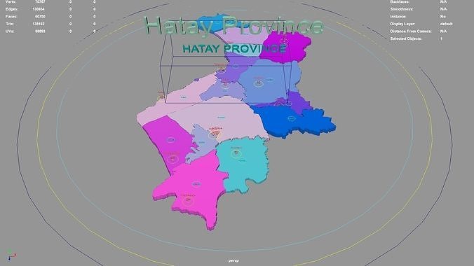 Hatay Province Mediterranean Region Turkey map region 3D model rigged ...