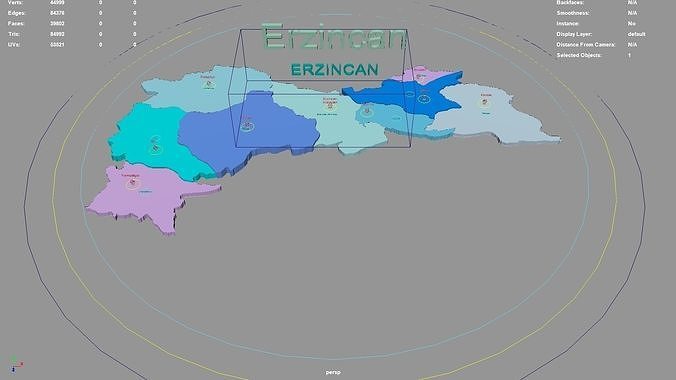 Erzincan Eastern Anatolia Region Turkey map region geography 3D model ...