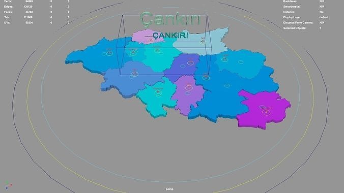 Cankiri Central Anatolia Region Turkey map region geography 3D model ...