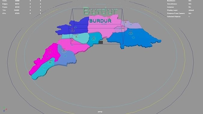 Burdur Mediterranean Region Turkey map region geography 3D model rigged | CGTrader