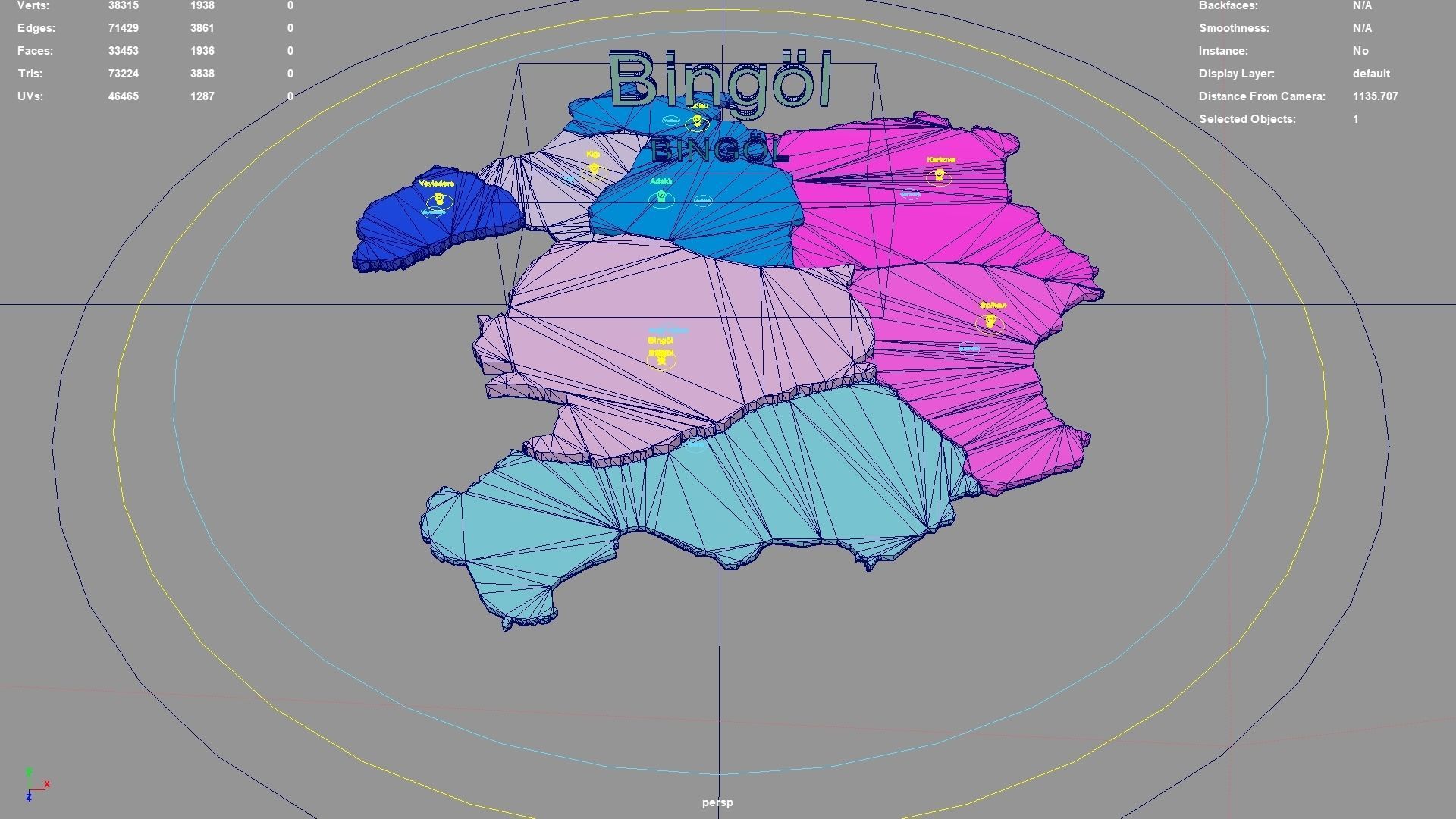 Bingol Eastern Anatolia Region Turkey map region geography 3D model ...