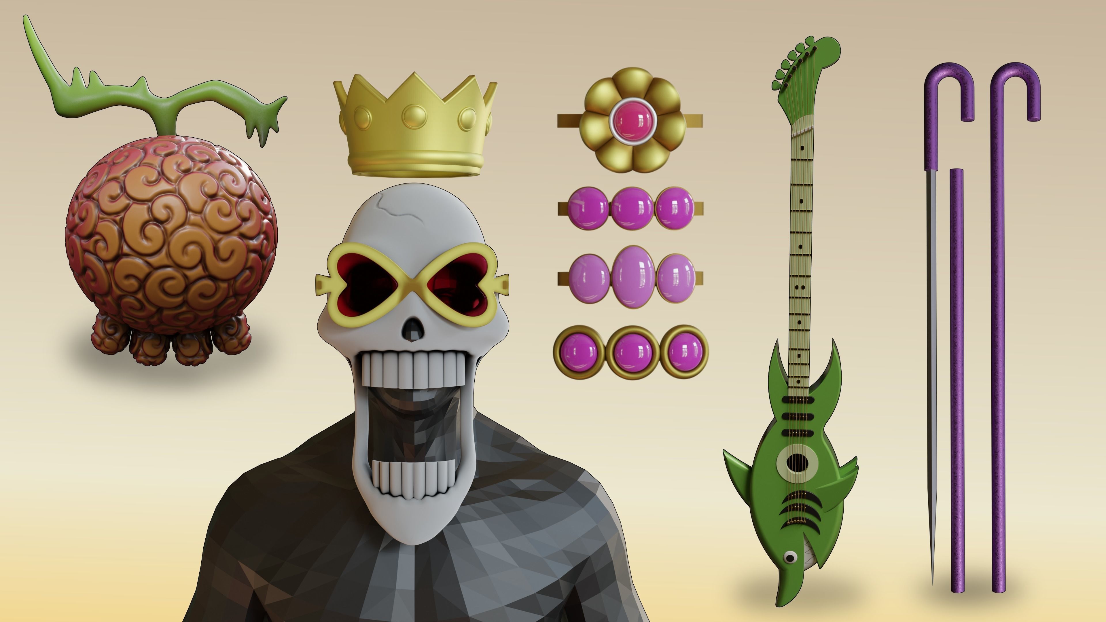 One piece Brook Soul King kit cosplay 3D model 3D printable | CGTrader