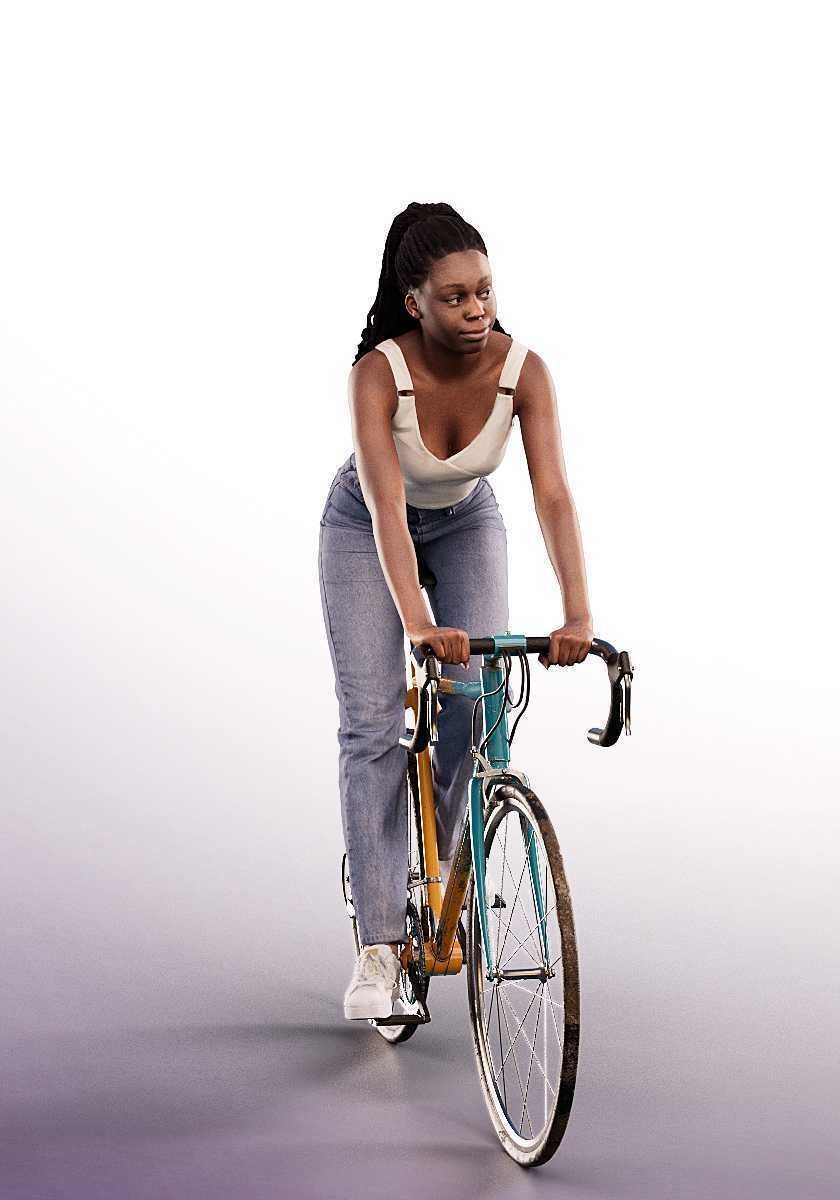 3D model Serina 12273 - Casual Black Woman Riding Bike VR / AR / low ...