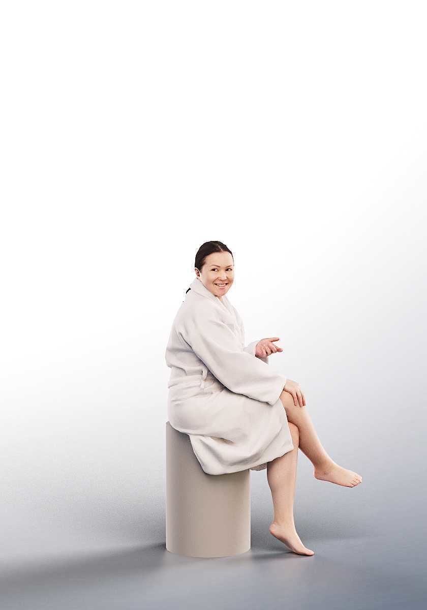 3D model Vicky 11173 - Sitting Woman In Bathrobe VR / AR / low-poly ...