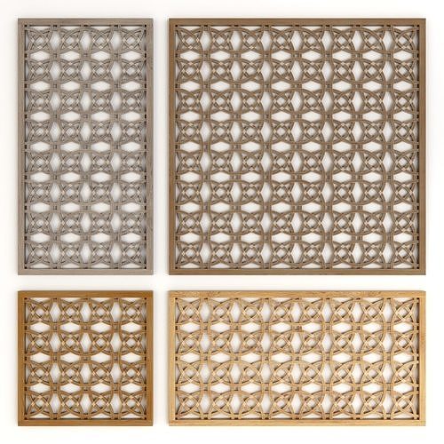 Wood Arabic Islamic pattern decorative grill screen 3D model | CGTrader
