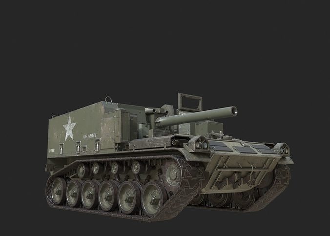 3D model Vietnam War USA Army M44 155mm self-propelled howitzer VR / AR / low-poly | CGTrader