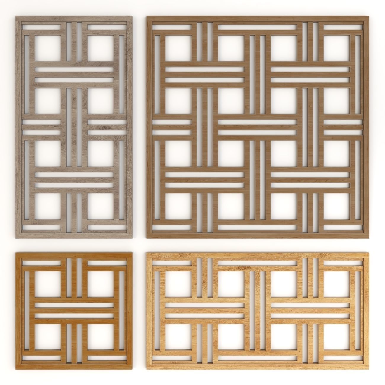 Wood Arabic Islamic pattern decorative grill screen 3D model | CGTrader