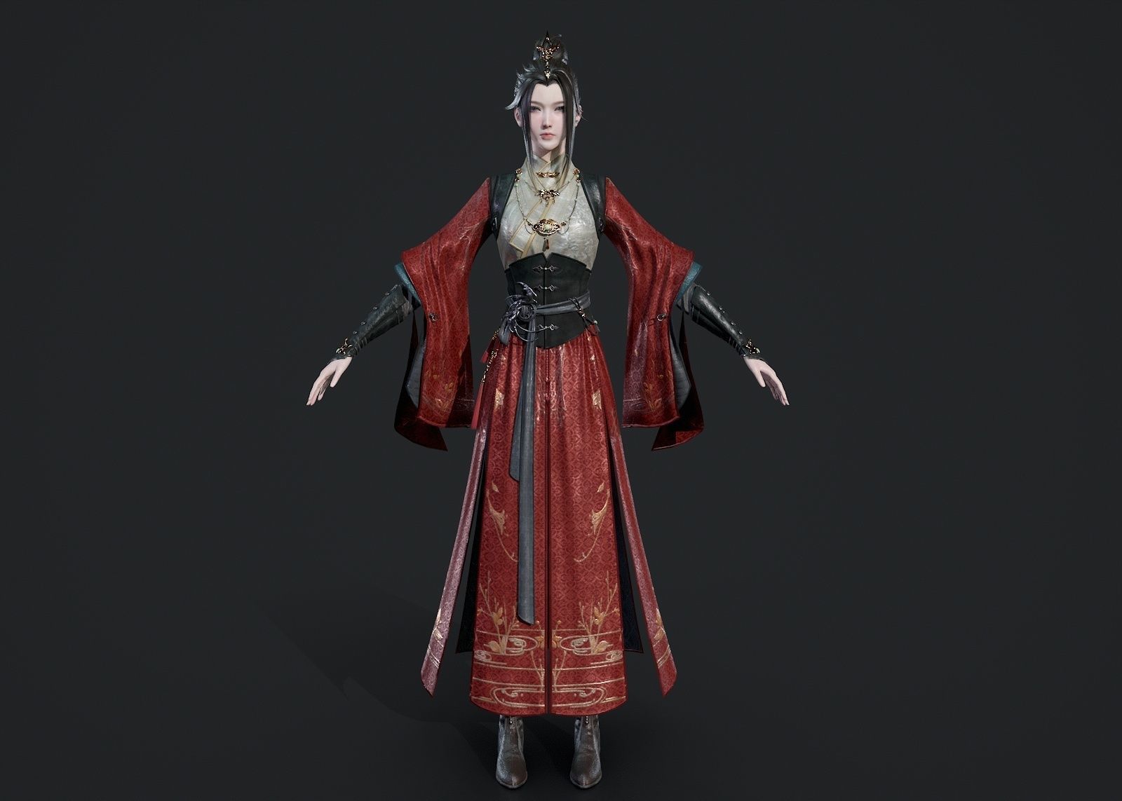 3D model Chinese Ancient Beauty in Hanfu Fantasy Asian pretty Girls VR ...