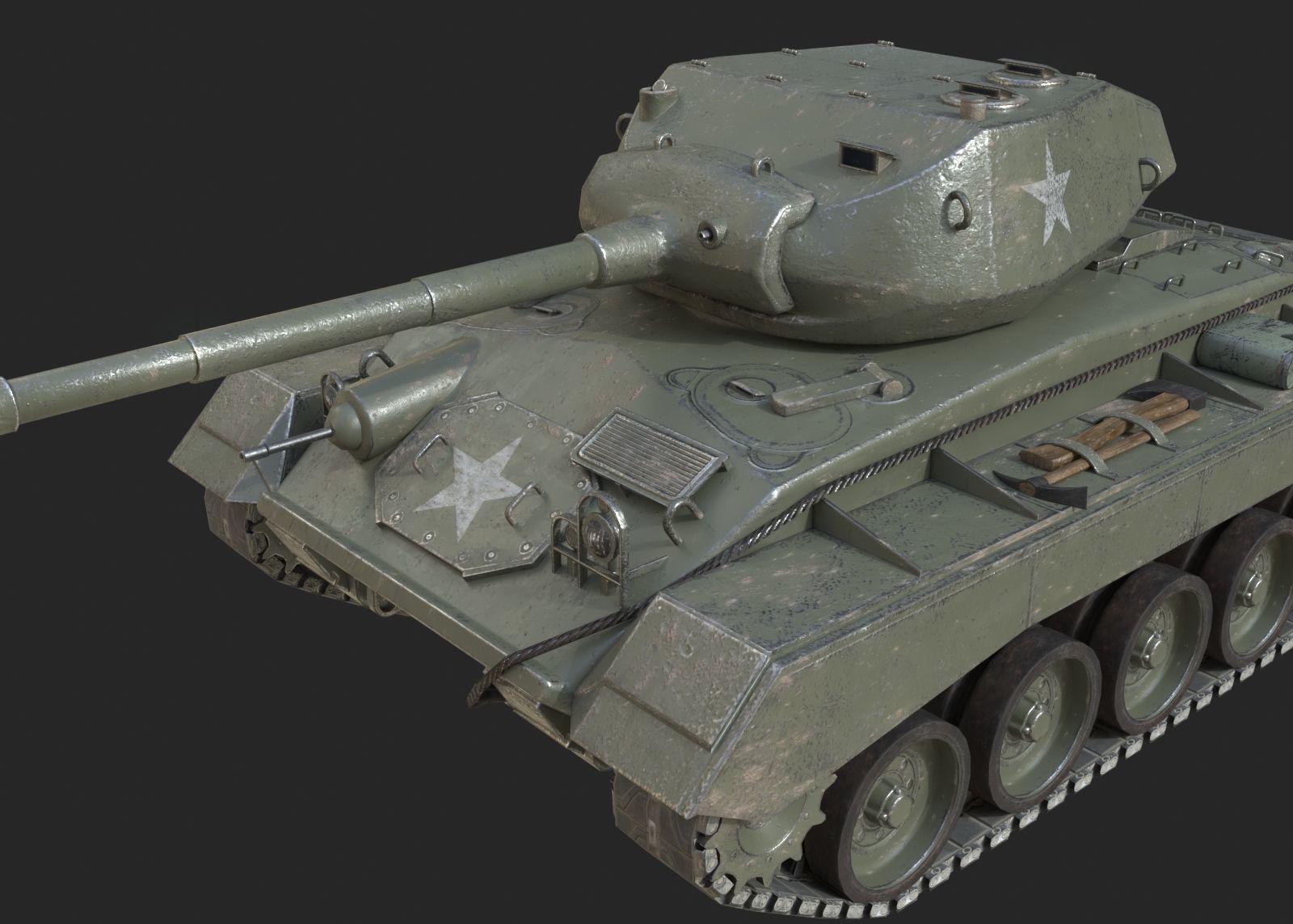 3D model WWII US Army M24 Chaffee Light Tank M-24 VR / AR / low-poly ...