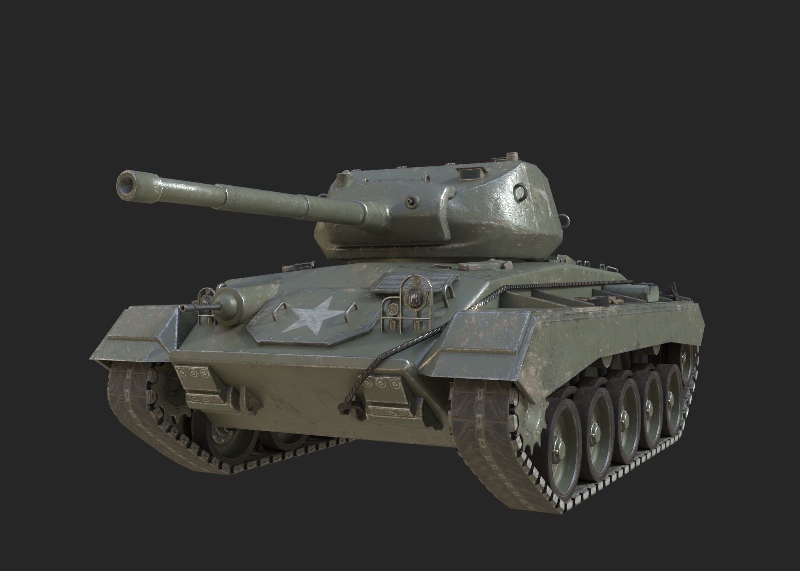 3D model WWII US Army M24 Chaffee Light Tank M-24 VR / AR / low-poly ...