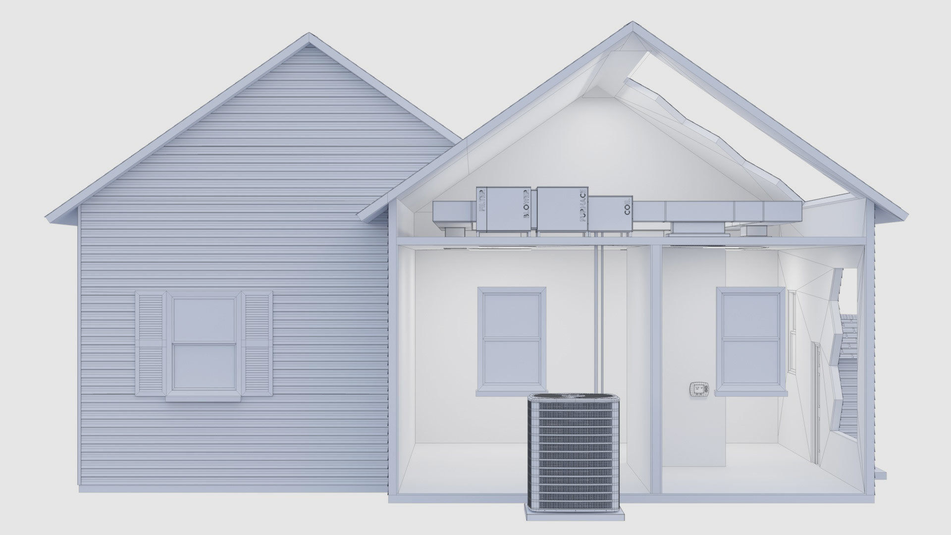 HVAC House Cutaway 3D model | CGTrader