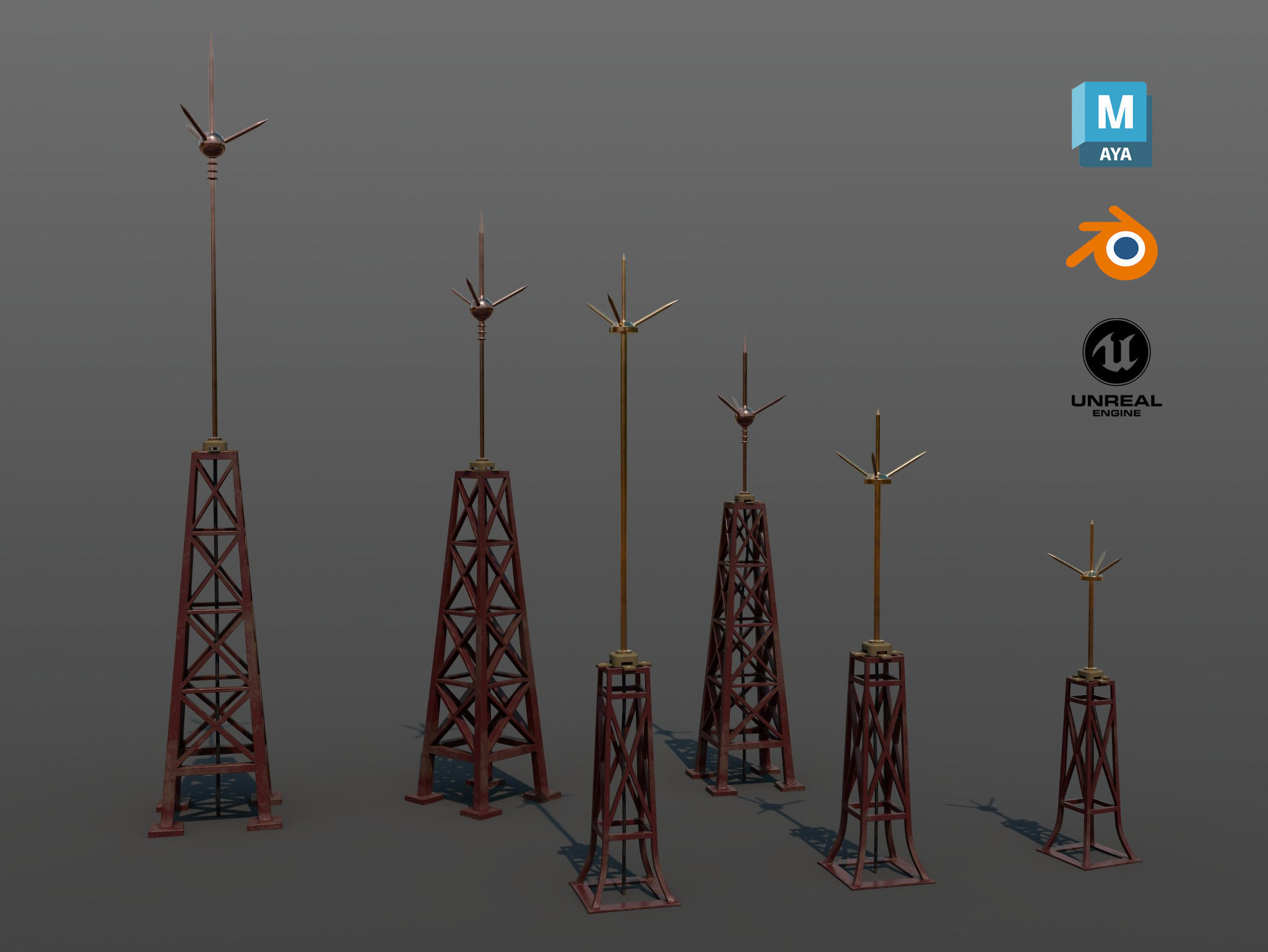3D model Lightning Conductors VR / AR / low-poly | CGTrader