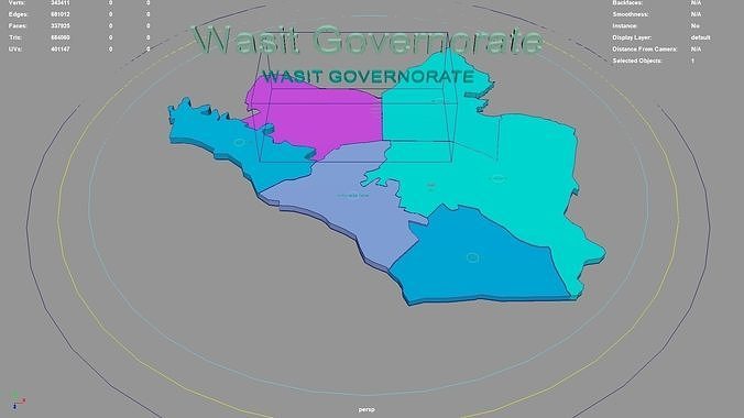Wasit Governorate Iraq map region geography political 3D model rigged ...