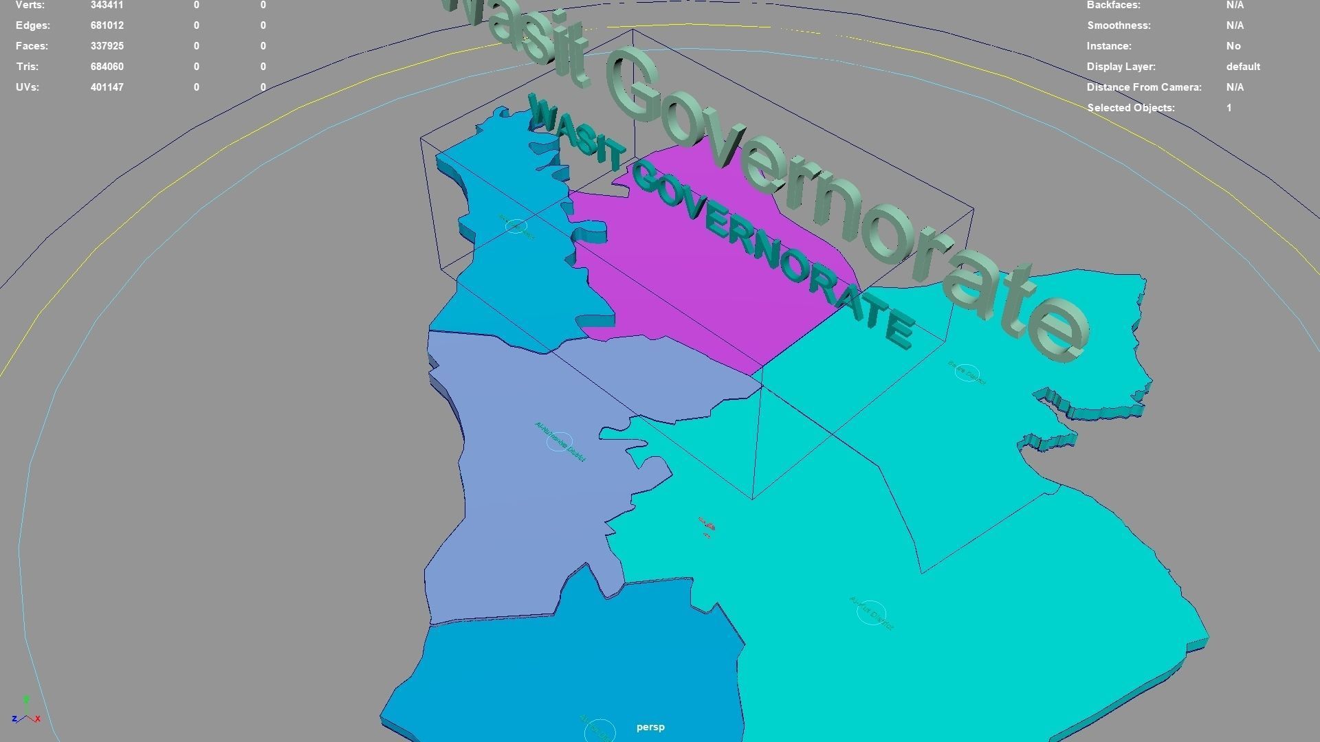 Wasit Governorate Iraq map region geography political 3D model rigged ...