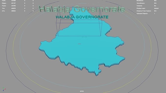 Halabja Governorate Iraqi Kurdistan Region Iraq map region 3D model ...