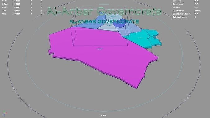 Al Anbar Governorate Iraq map region geography political 3D model ...
