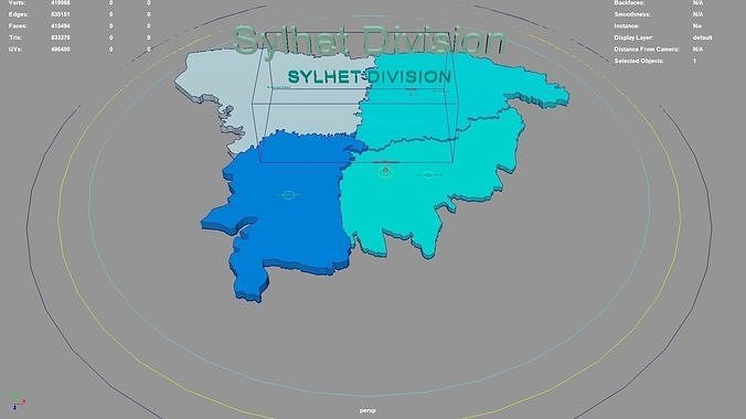 Sylhet Division Eastern Bengal Bangladesh map region geography 3D model ...