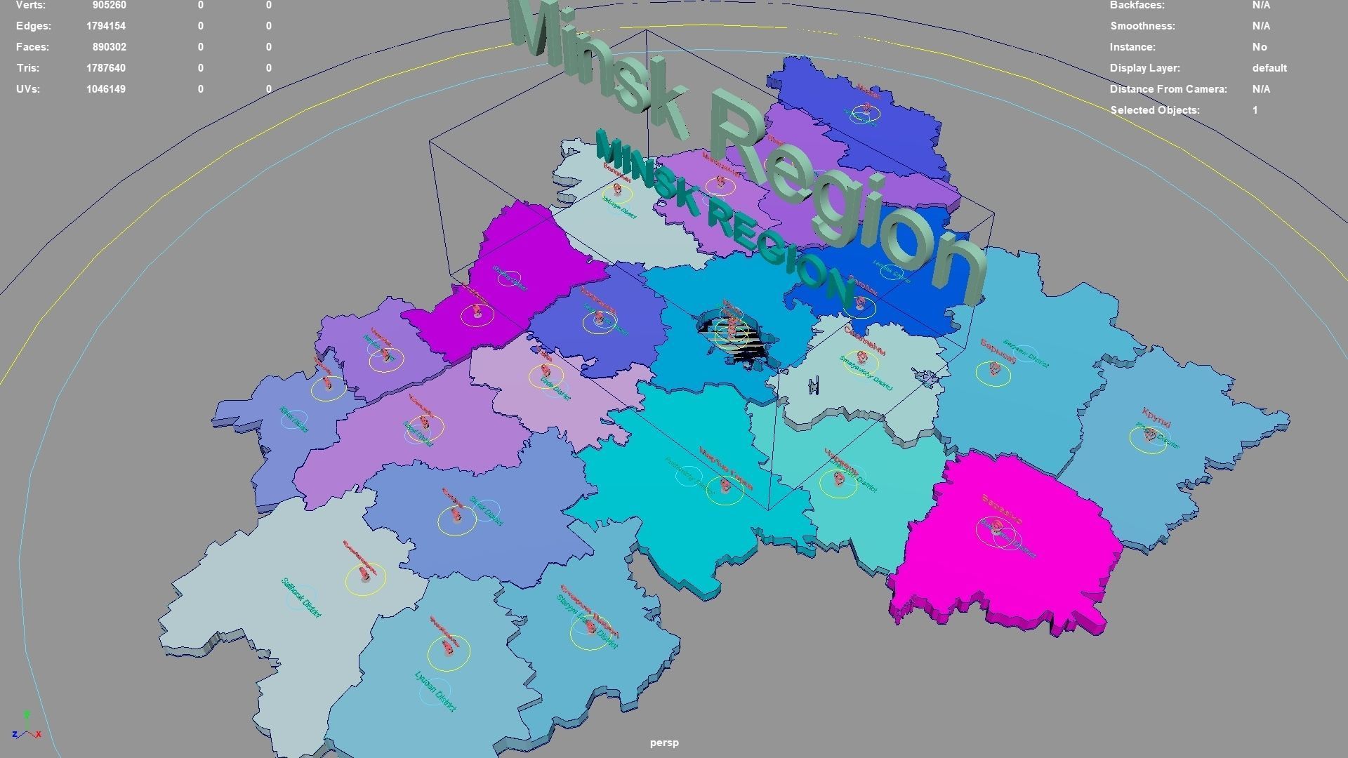 Minsk Region Belarus map region geography political geographic 3D model ...