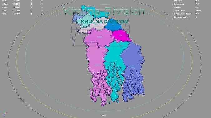 Khulna Division Southern Bengal Bangladesh map region 3D model rigged ...