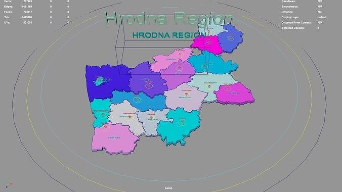 Hrodna Region Belarus map region geography political geographic 3D model rigged | CGTrader