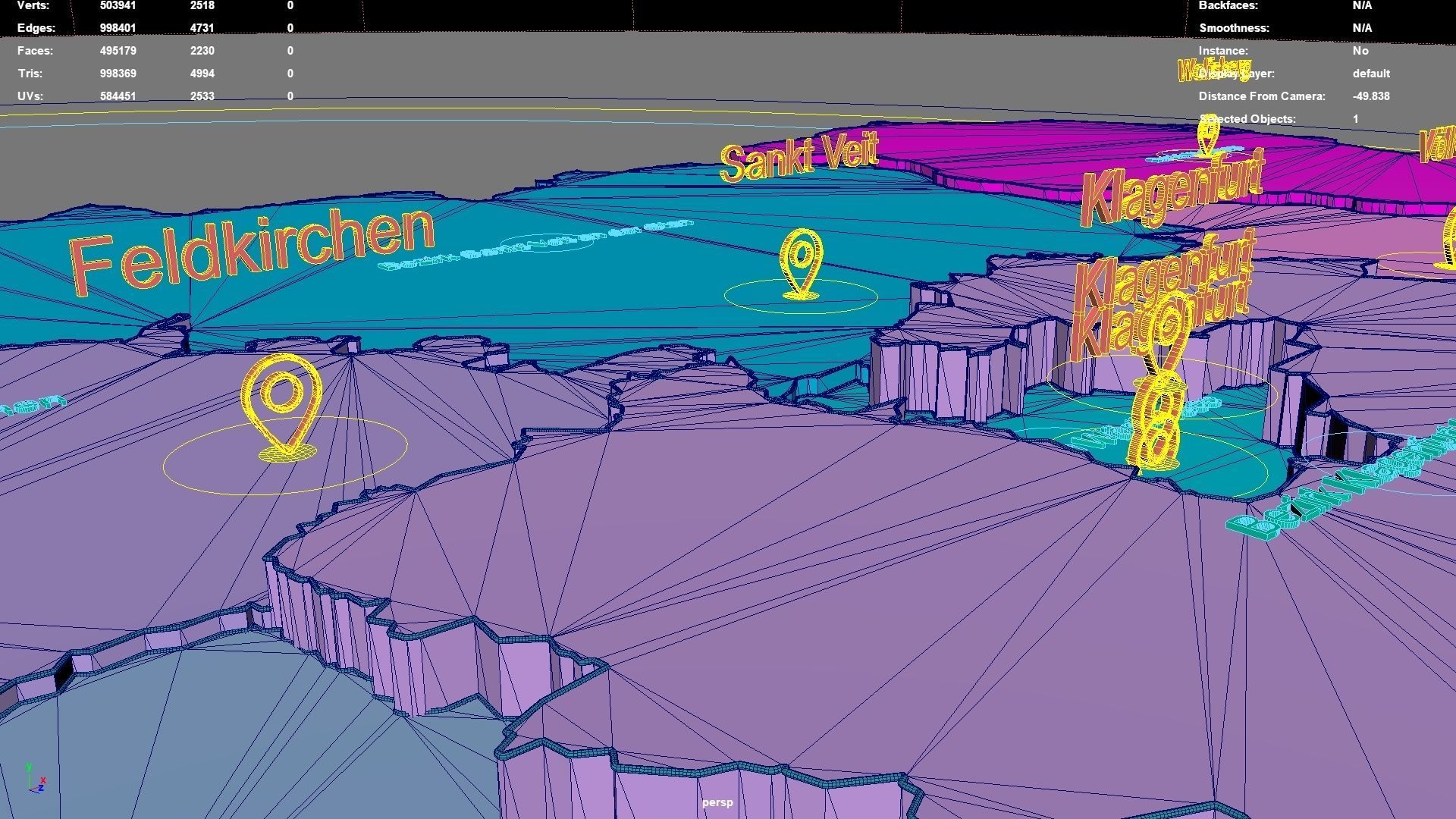 Carinthia Austria map region geography political geographic 3D model ...